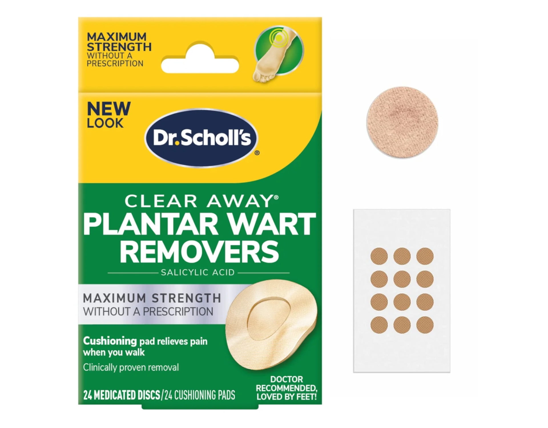 Dr.Scholl's Plantar Wart Removers, Maximum Strength, 24 Medicated Discs ...