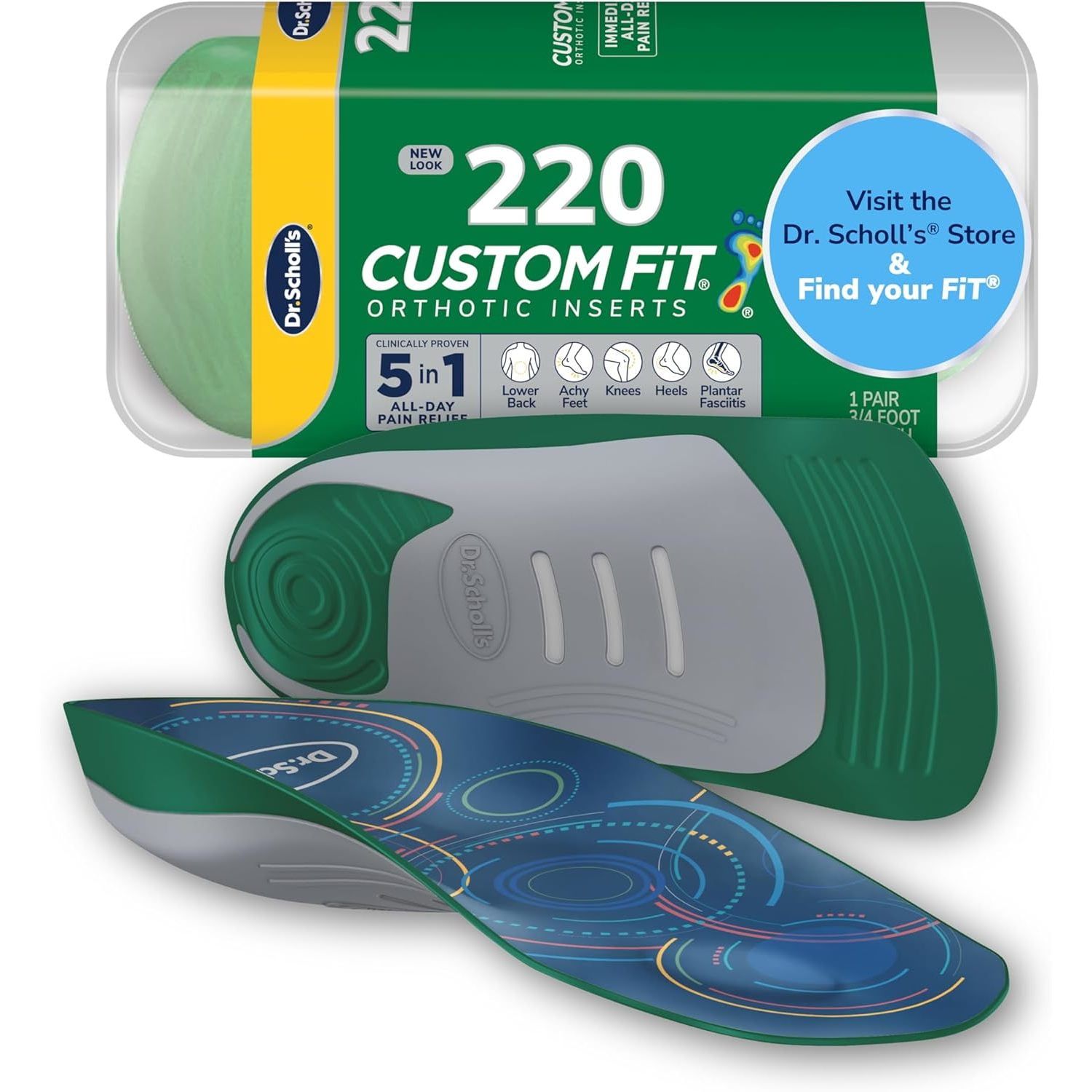 Dr. Scholl’s® Custom Fit® Foot Orthotics 3/4 Length Inserts, CF 220 ...