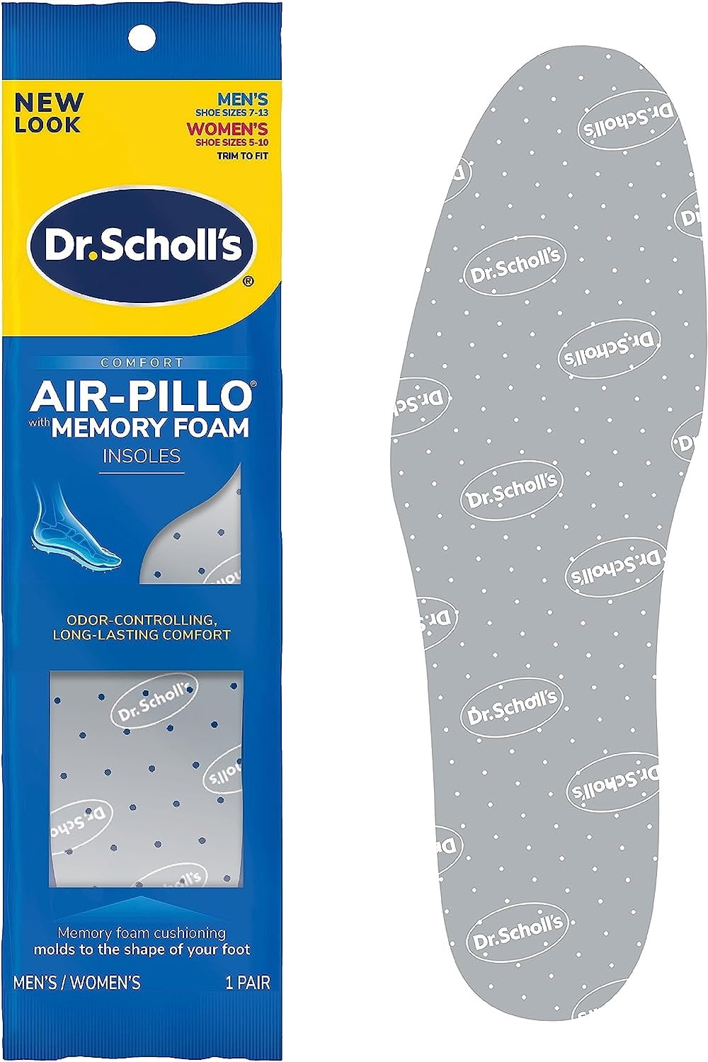 Dr. Scholl's Double Air-Pillo Insoles with Memory Foam, Unisex (Men 7 ...
