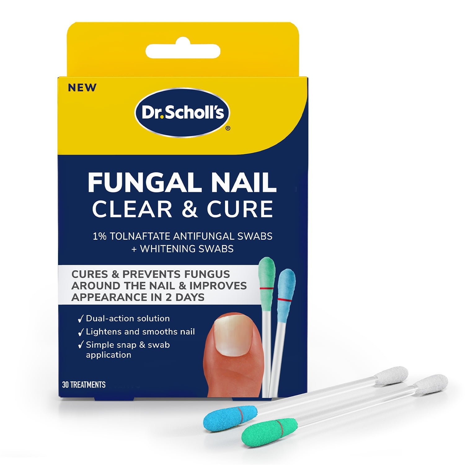 Dr. Scholl's Fungal Nail Clear & Cure Swabs, 30 Count, Lightening and ...