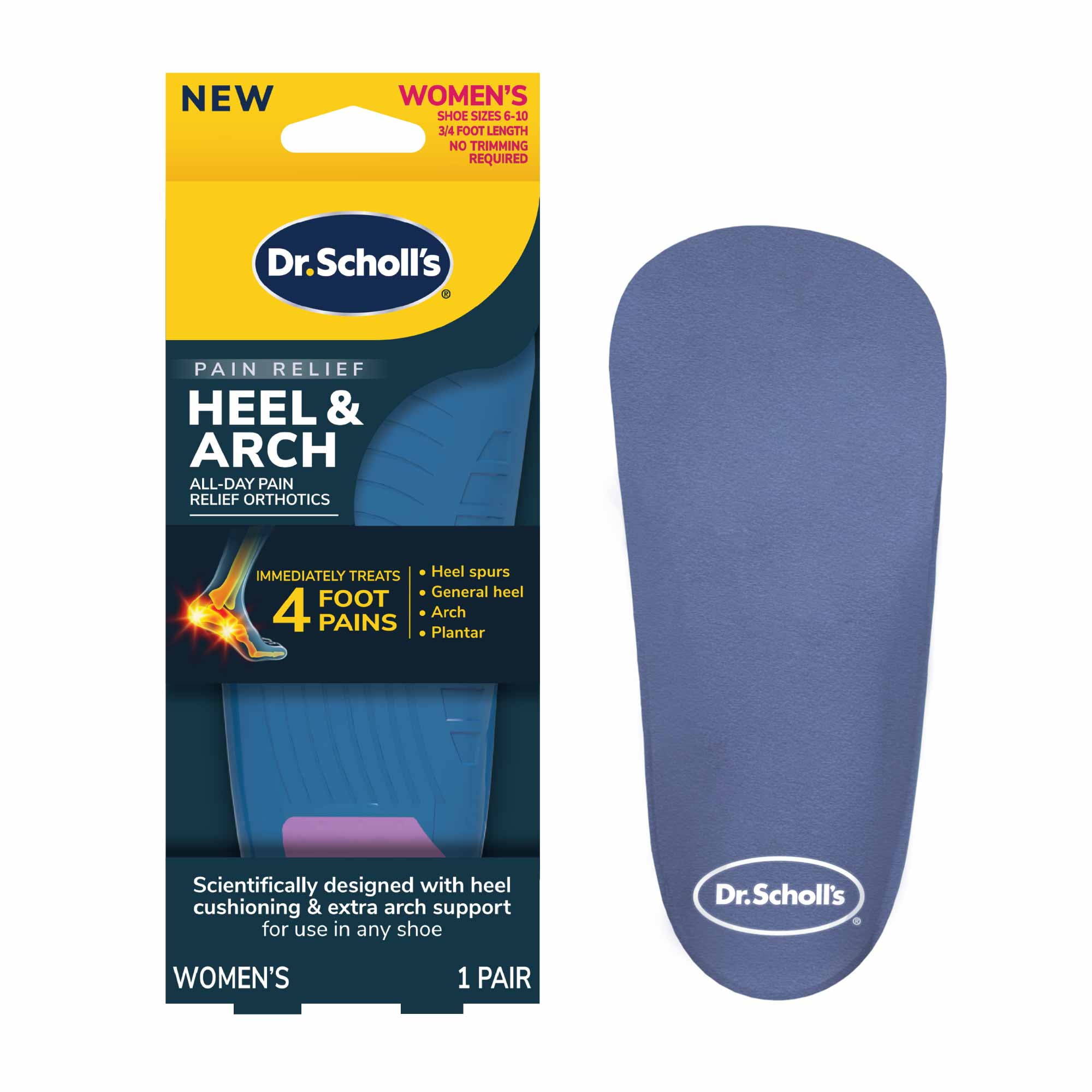 Dr. Scholl's Heel & Arch All-Day Pain Relief Orthotic Foam Insoles ...