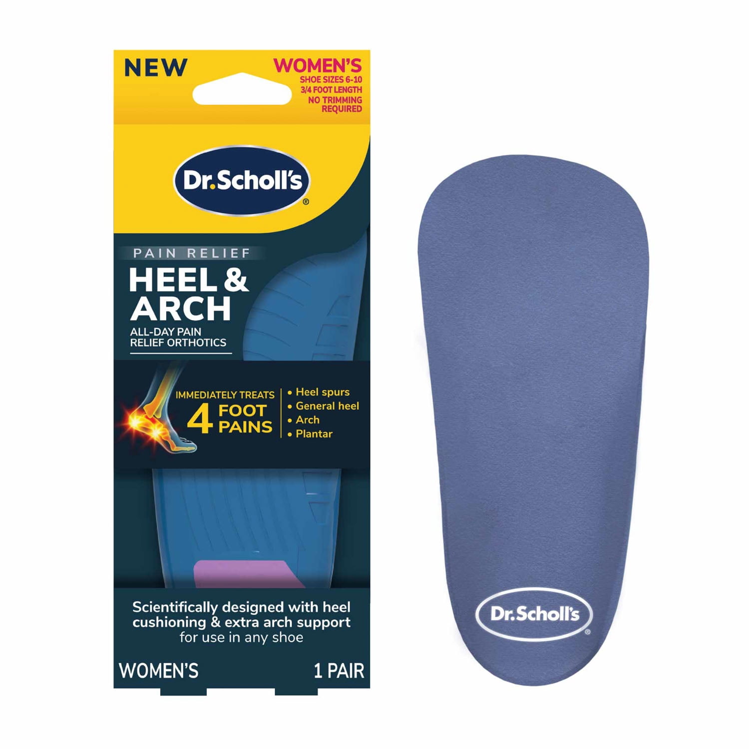 Dr. Scholl's Heel & Arch Pain Relief Orthotics for Women, Size 6-10 HSA ...