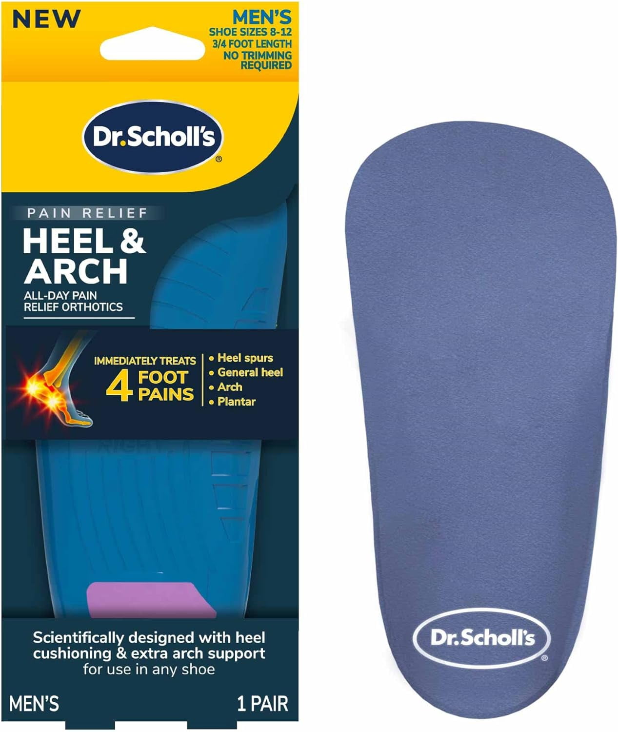 Dr. Scholl’s Heel & Arch All-Day Pain Relief Orthotics for Men, 1 Pair ...