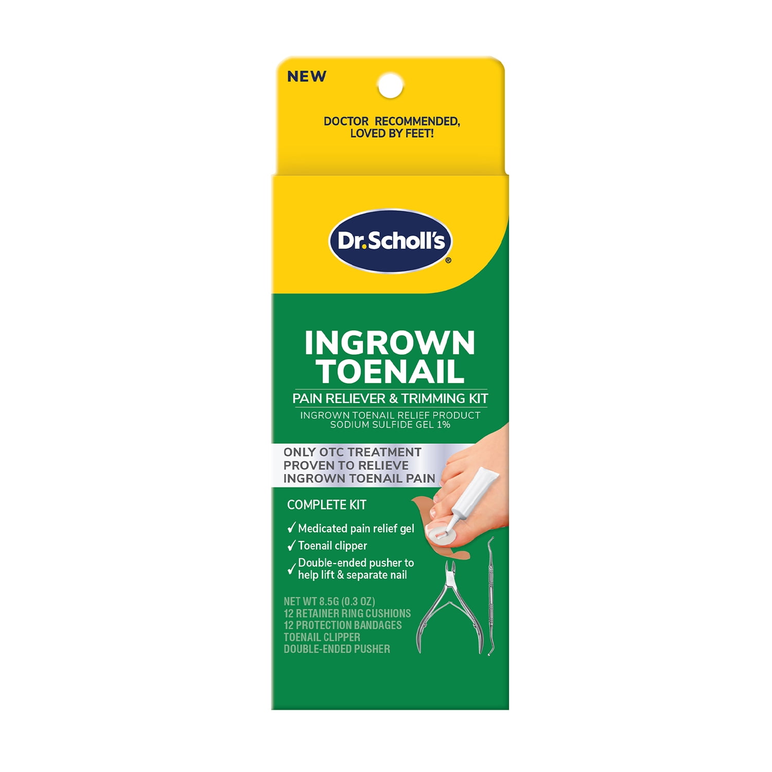 Dr. Scholl's INGROWN TOENAIL PAIN RELIEVER & TRIMMING KIT, Medicated ...