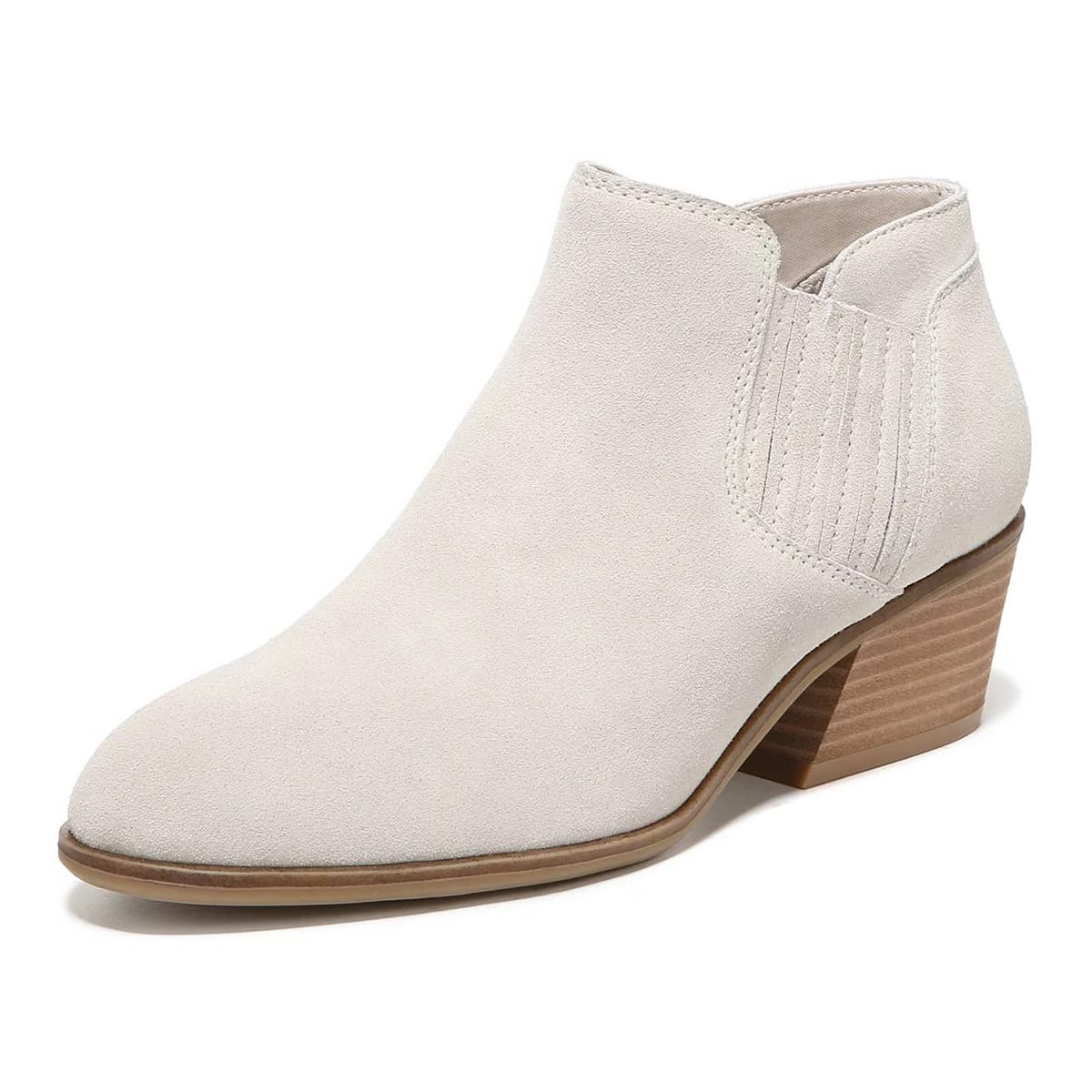 Dr. Scholl's Libra Oyster Leather Stacked Heel Pull On Almond Toe Ankle ...