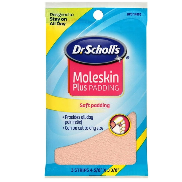 Dr Scholl's Moleskin Plus Padding for Foot Treatment, 3 Strips 4 5/8" x ...