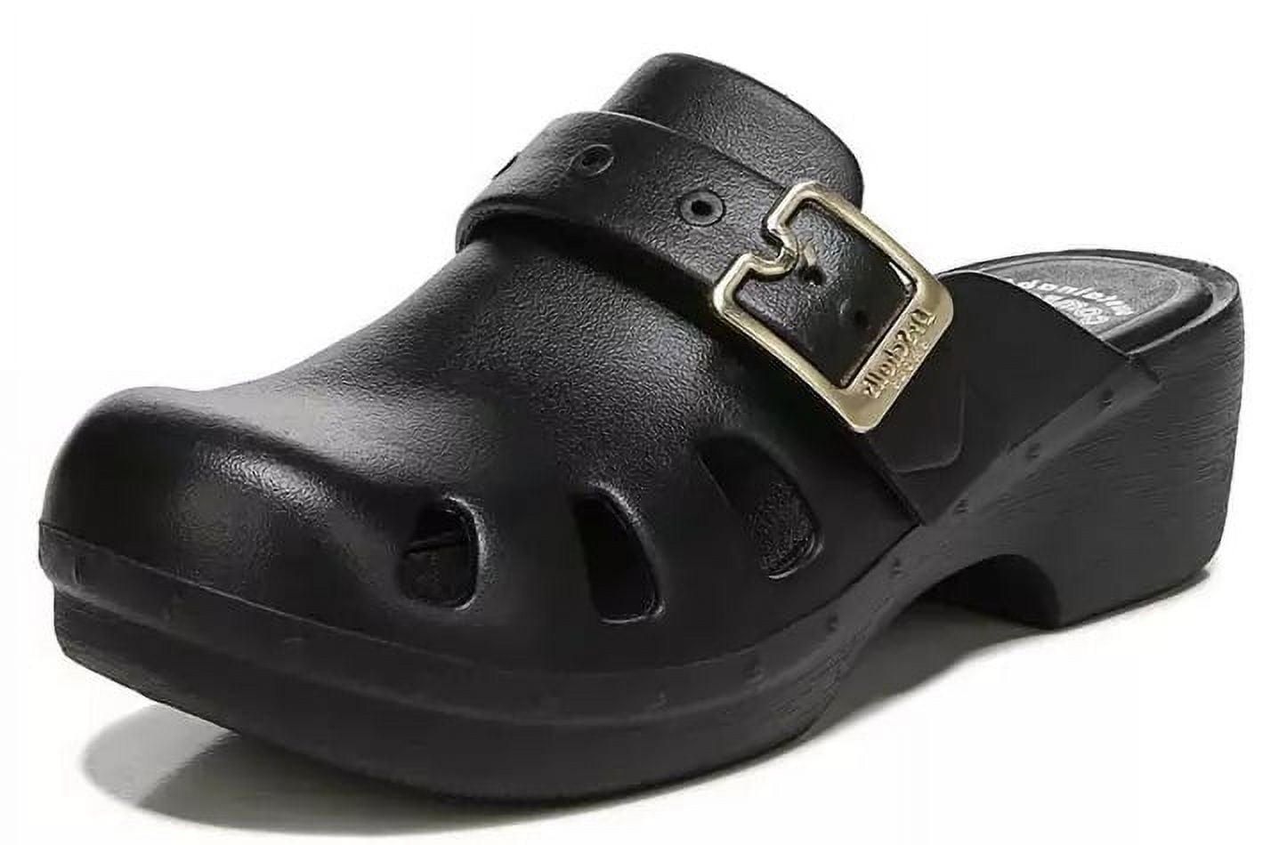 Dr. Scholl's Original 365 Black Slip On Rounded Toe Buckle Strap Accent ...