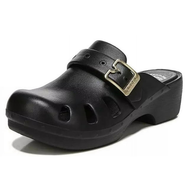 Dr. Scholl's Original 365 Black Slip On Rounded Toe Buckle Strap Accent ...