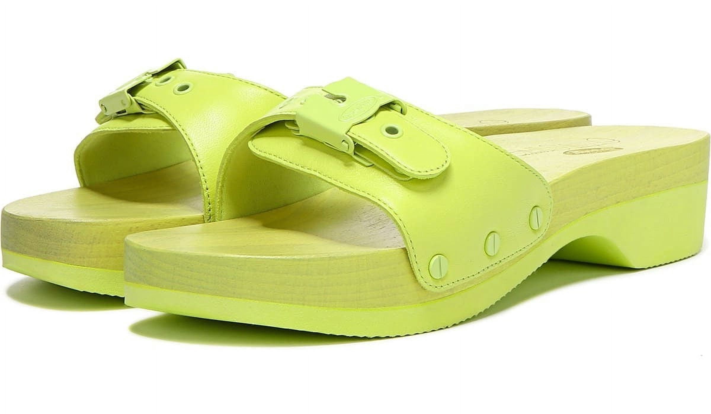 Dr. Scholl's Originally Sunny Lime Slip On Open Toe Block Heel Detailed ...