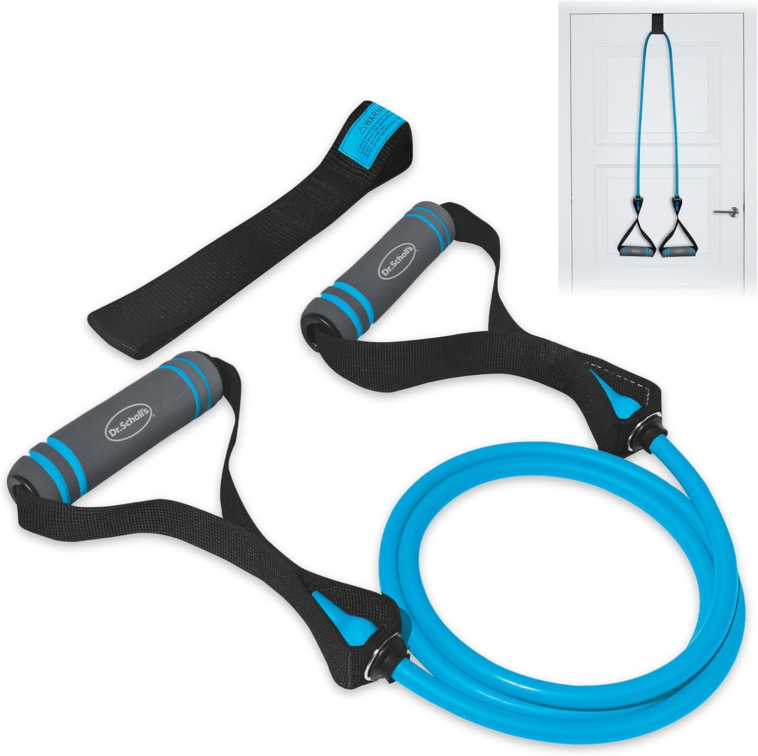 Dr. Scholl's Resistance Band with Door Anchor (10lb Light Resistance ...