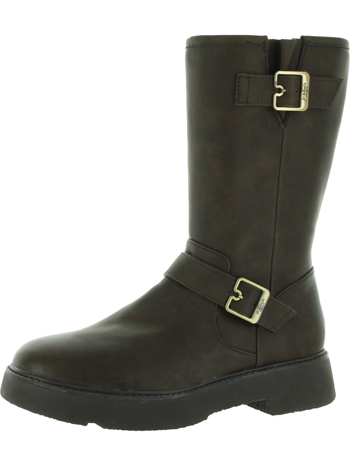 Dr. Scholl's Shoes Womens VIP Buckle Faux Leather Mid-Calf Boots ...