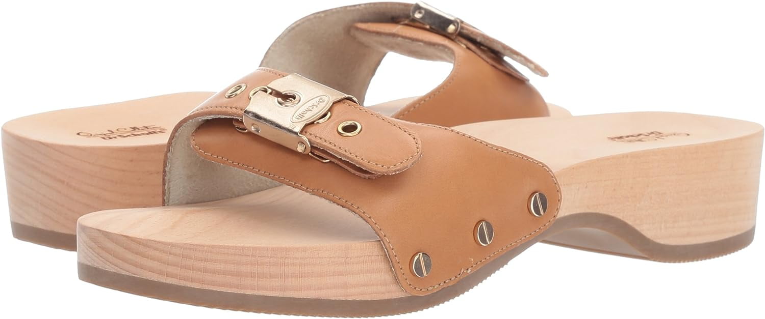Dr. Scholl's Shoes Womens Original Leather Wood Slide Sandals - Walmart.com
