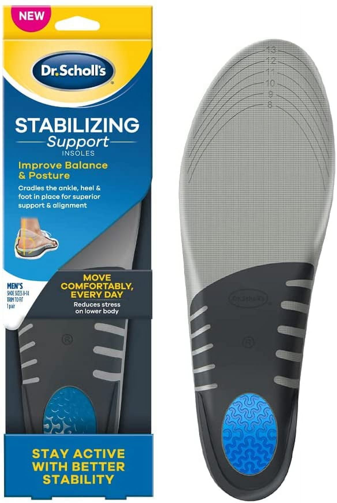 Dr. Scholl's Stabilizing Support Insole with Motion Control, Improves Posture, Arch Support and ...