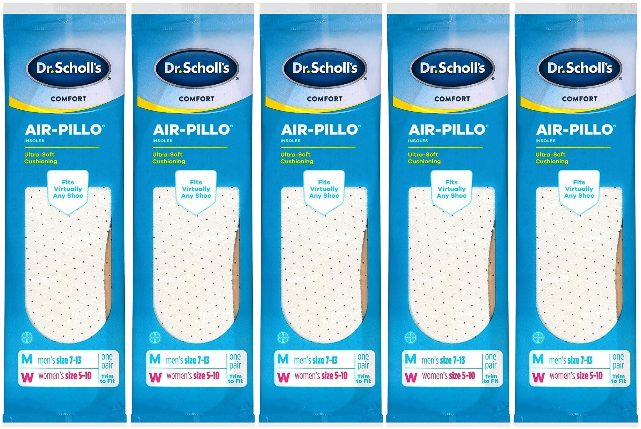 Dr. Scholl's Air-Pillo Insole Ultra Soft Cushioning, Unisex, 5 Pack ...