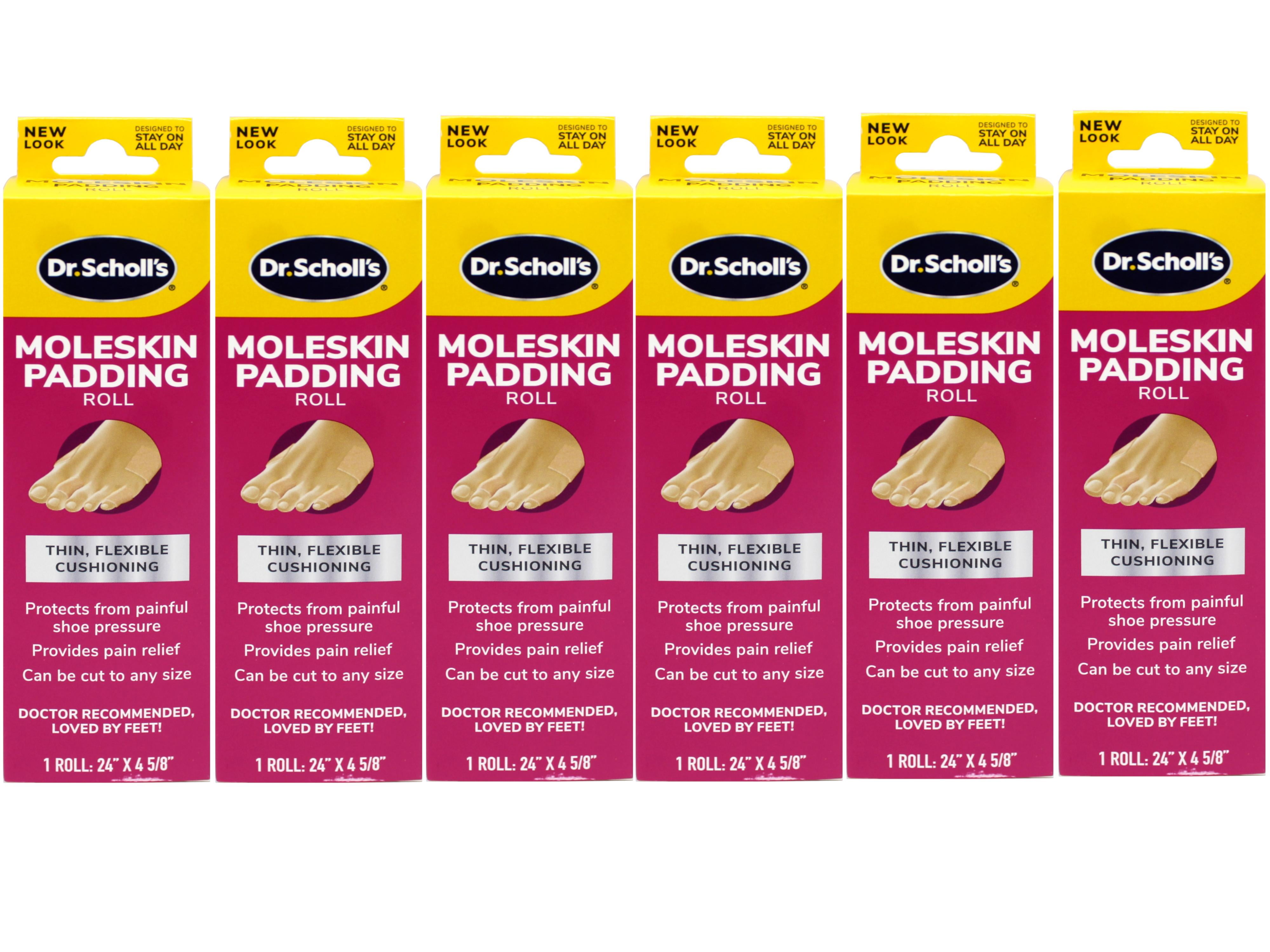 Dr. Scholls Moleskin Plus Roll Padding, 24 in x 4 5/8 in - 1 Ea, 6 Pack ...