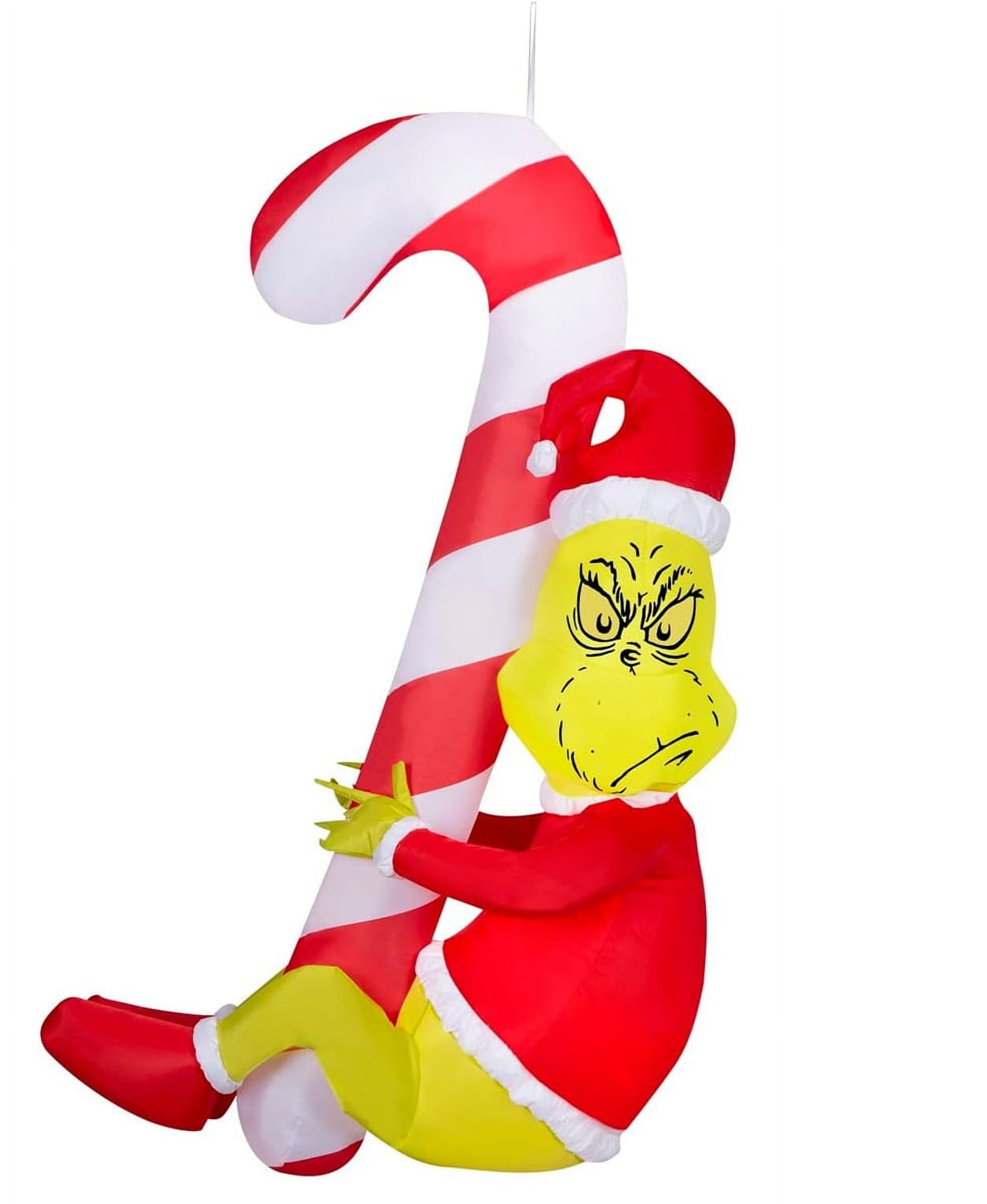 Dr. Seuss 4.5FT Hanging Grinch on a Candy Cane Holiday Inflatable ...