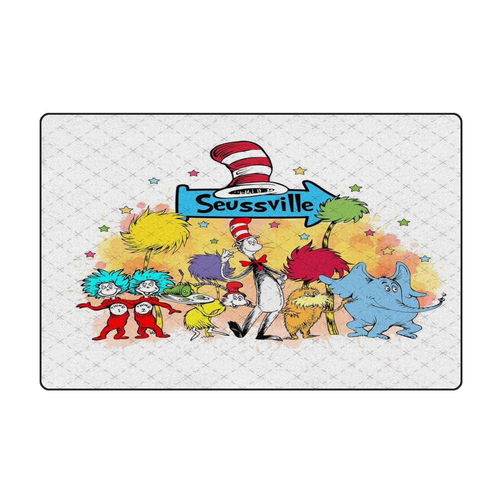 Dr Seuss Bathroom Rugs Soft Non Slip Bath Mat, Thin Small for Floor ...