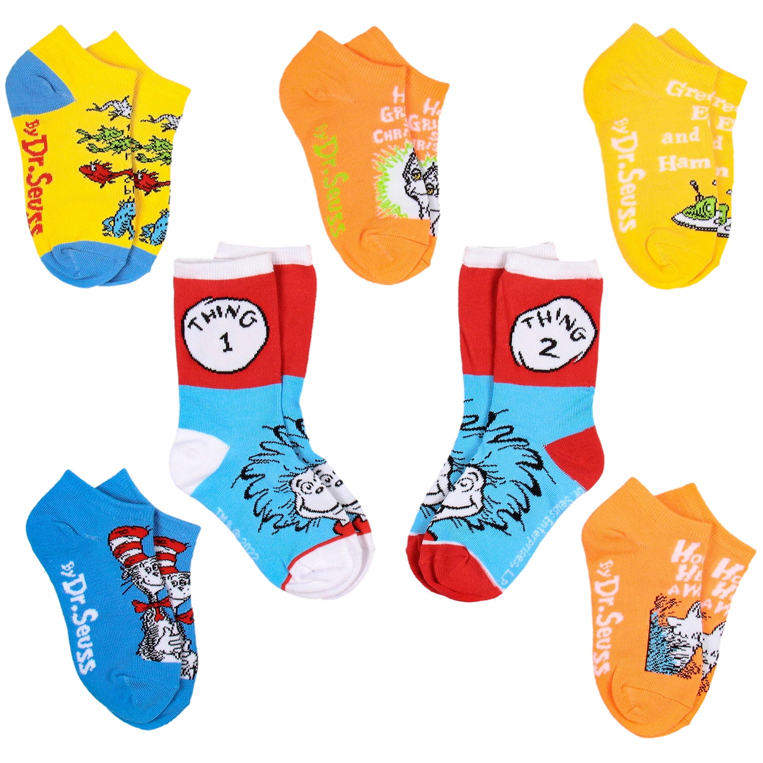 Dr. Seuss Boys Mix And Match 7 Pairs Socks Box Set - Cat in the Hat ...