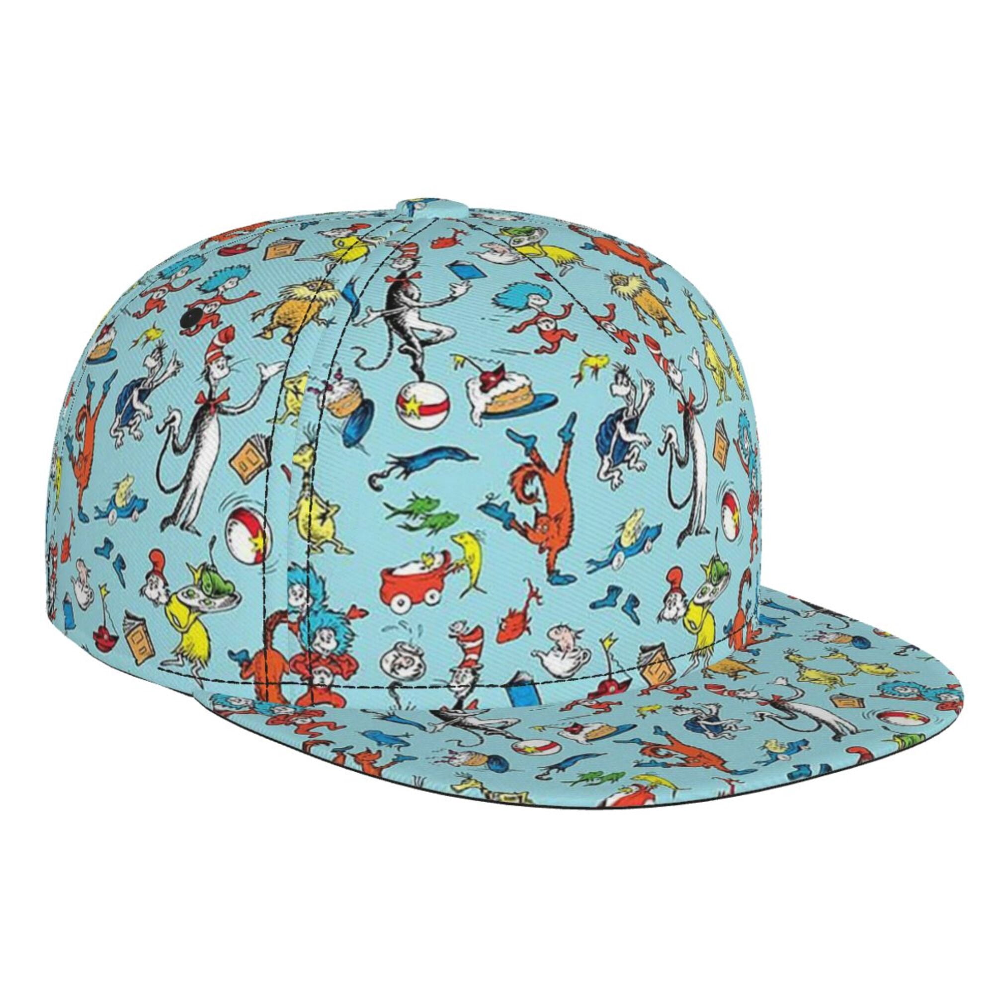 Dr Seuss Cat Flat Brim Bill Baseball Cap Adjustable Hat Hip Hop Caps ...