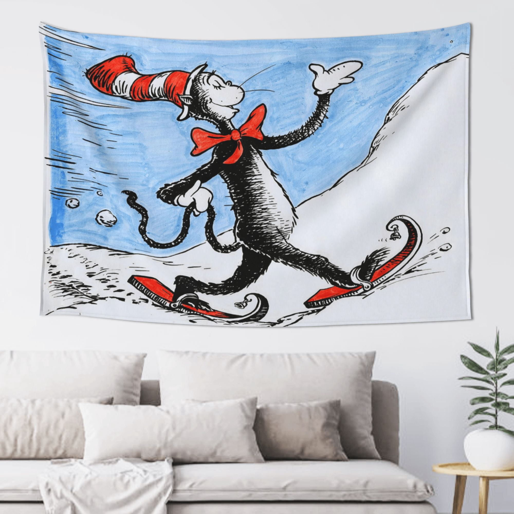 Dr Seuss Cat Wall Tapestry Poster for Bedroom Aesthetics Room Decor ...