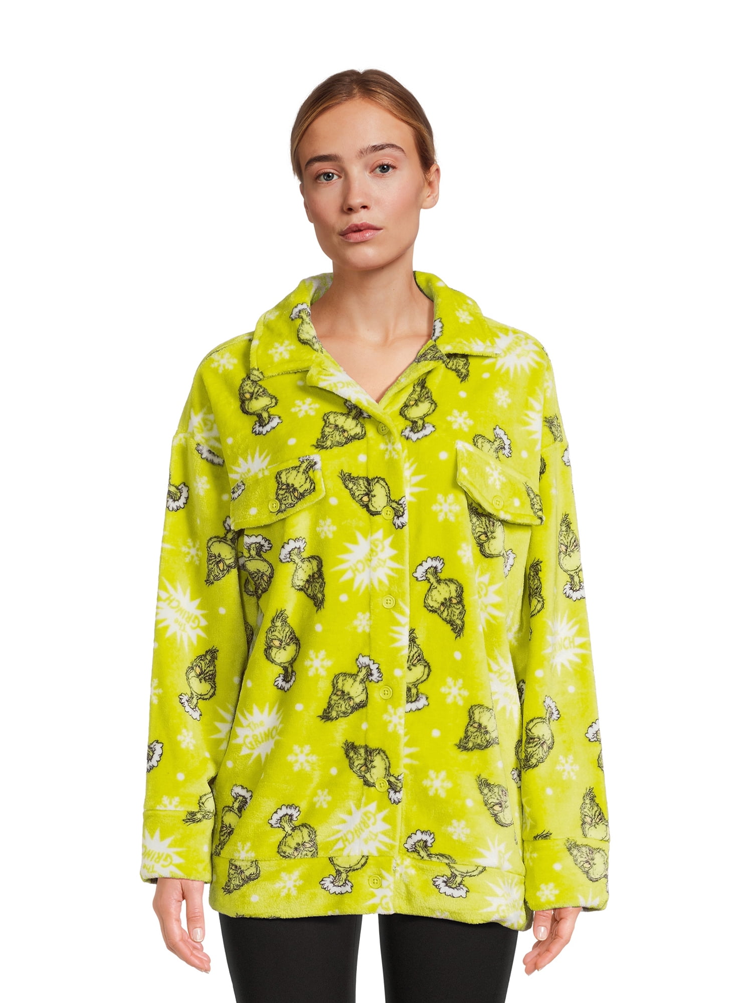 Dr. Seuss Grinch Shacket - Long Sleeve Button Up - XXXL Sizes - Walmart.com