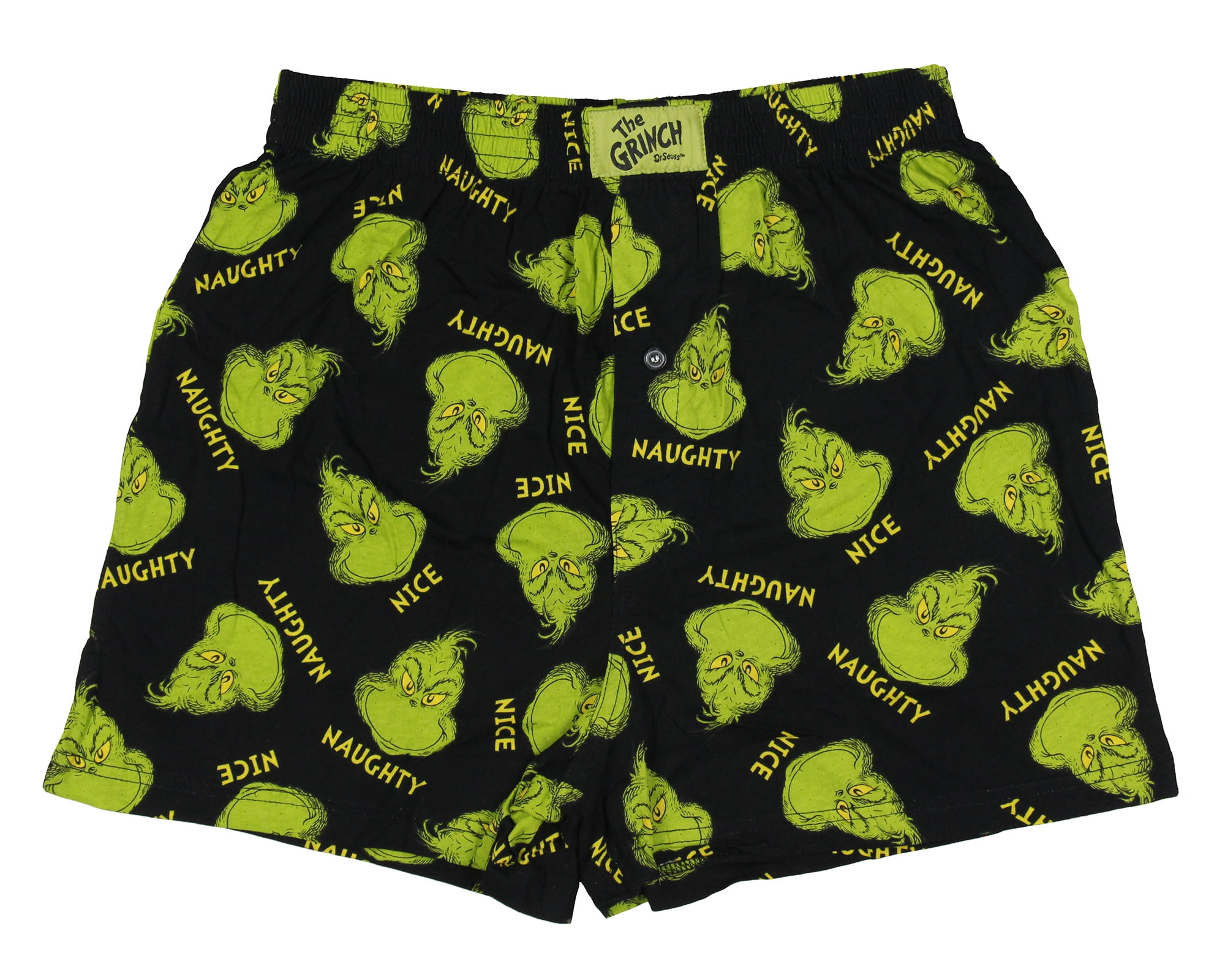 Dr. Seuss Grinch Boxers Slim Fit Sleep Shorts Naughty or Nice Black ...