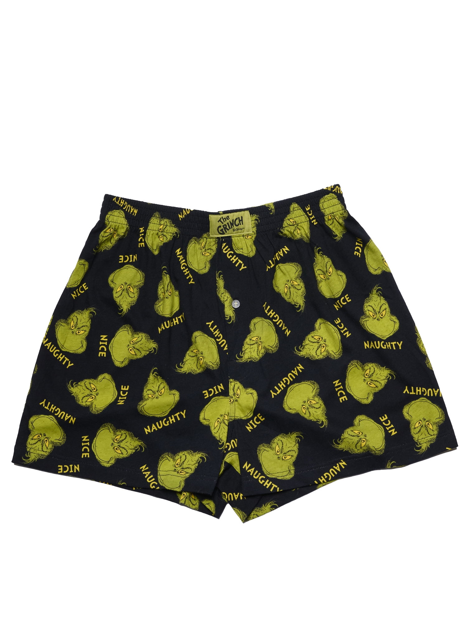 Dr. Seuss Grinch Boxers Slim Fit Sleep Shorts Naughty or Nice Black ...