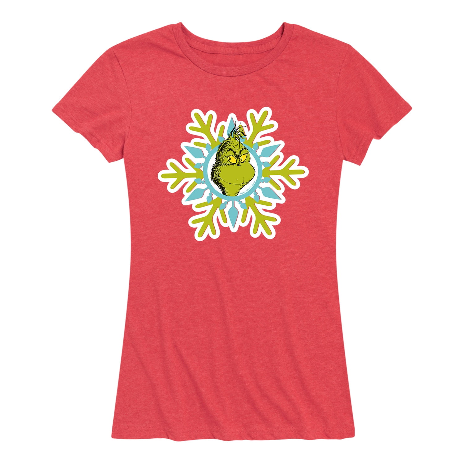 Dr. Seuss - Grinch Face Snowflake - Women's Short Sleeve Graphic T ...