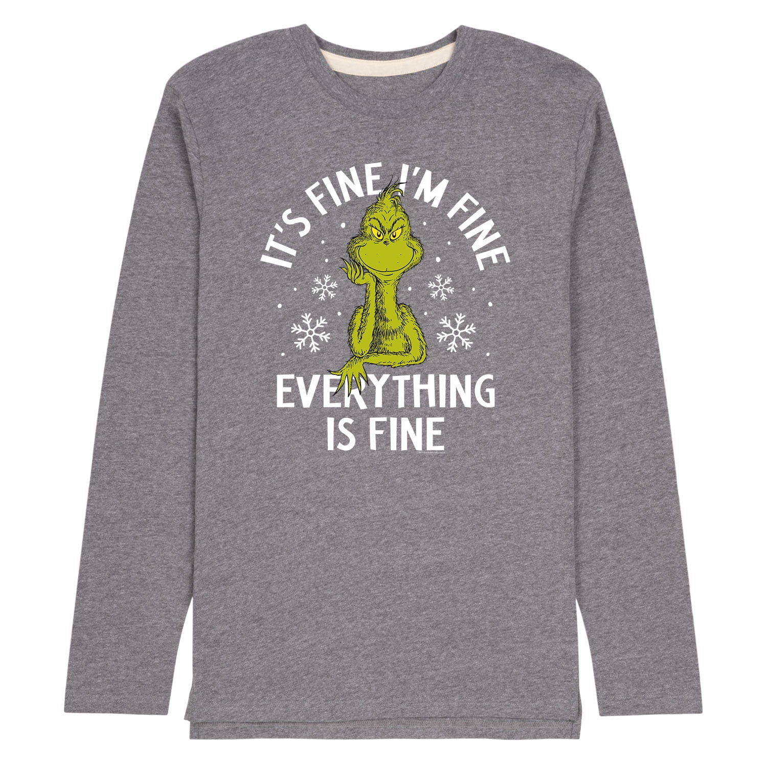 Dr. Seuss - Grinch Everything is Fine - Men's Long Sleeve Graphic T ...