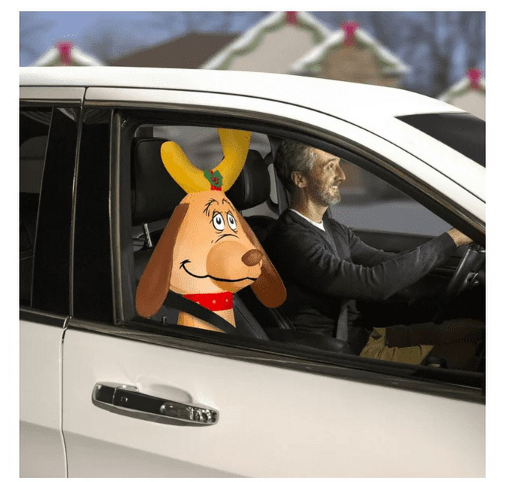 Dr. Seuss Grinch Max with Antlers Car Buddy - 3.5ft Tall LED Decoration ...