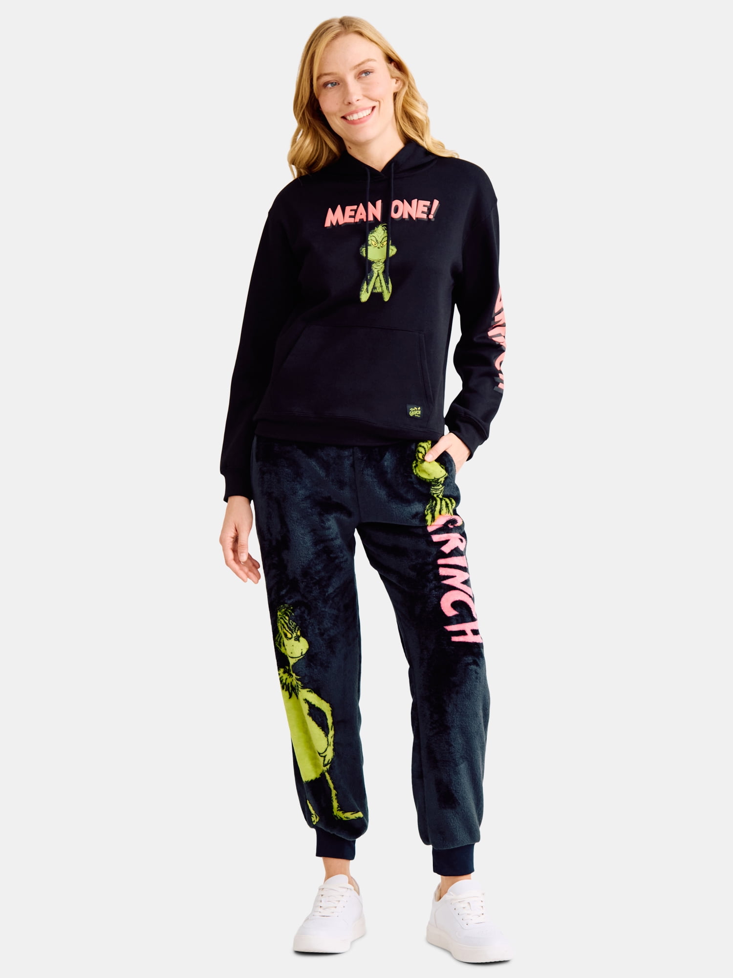 Dr Seuss Women’s Grinch Pullover Fleece Hoodie and Joggers Set, 2-Piece ...