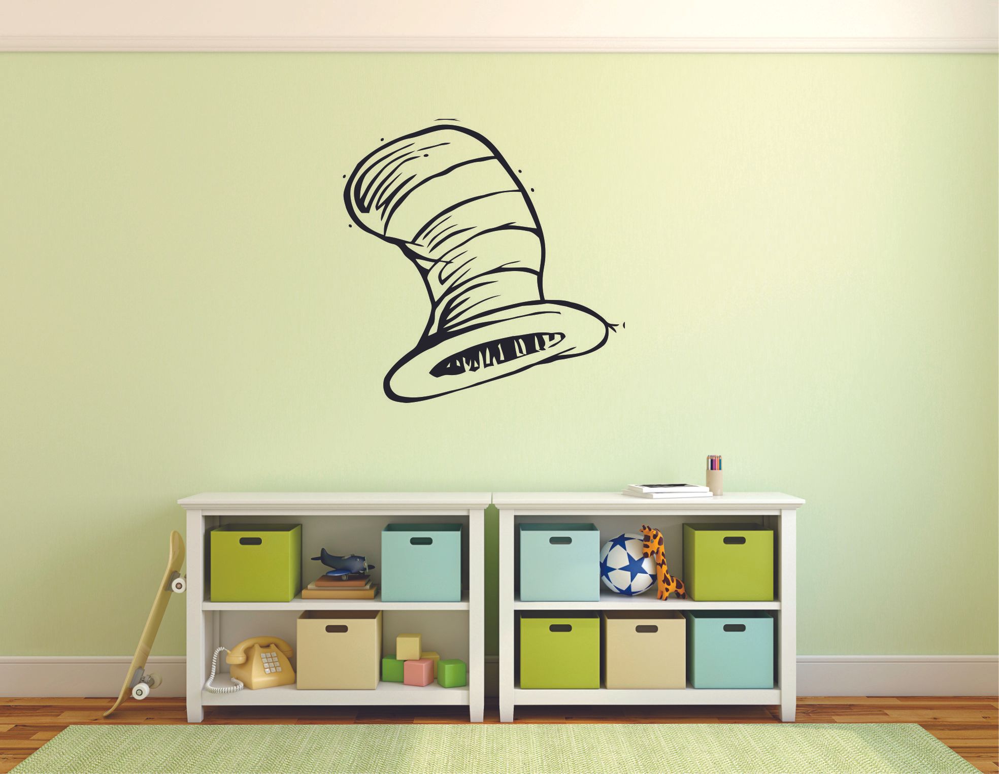 Dr. Seuss Hat Cat in the Hat Stripes Cartoon Wall Sticker Art Decal for ...