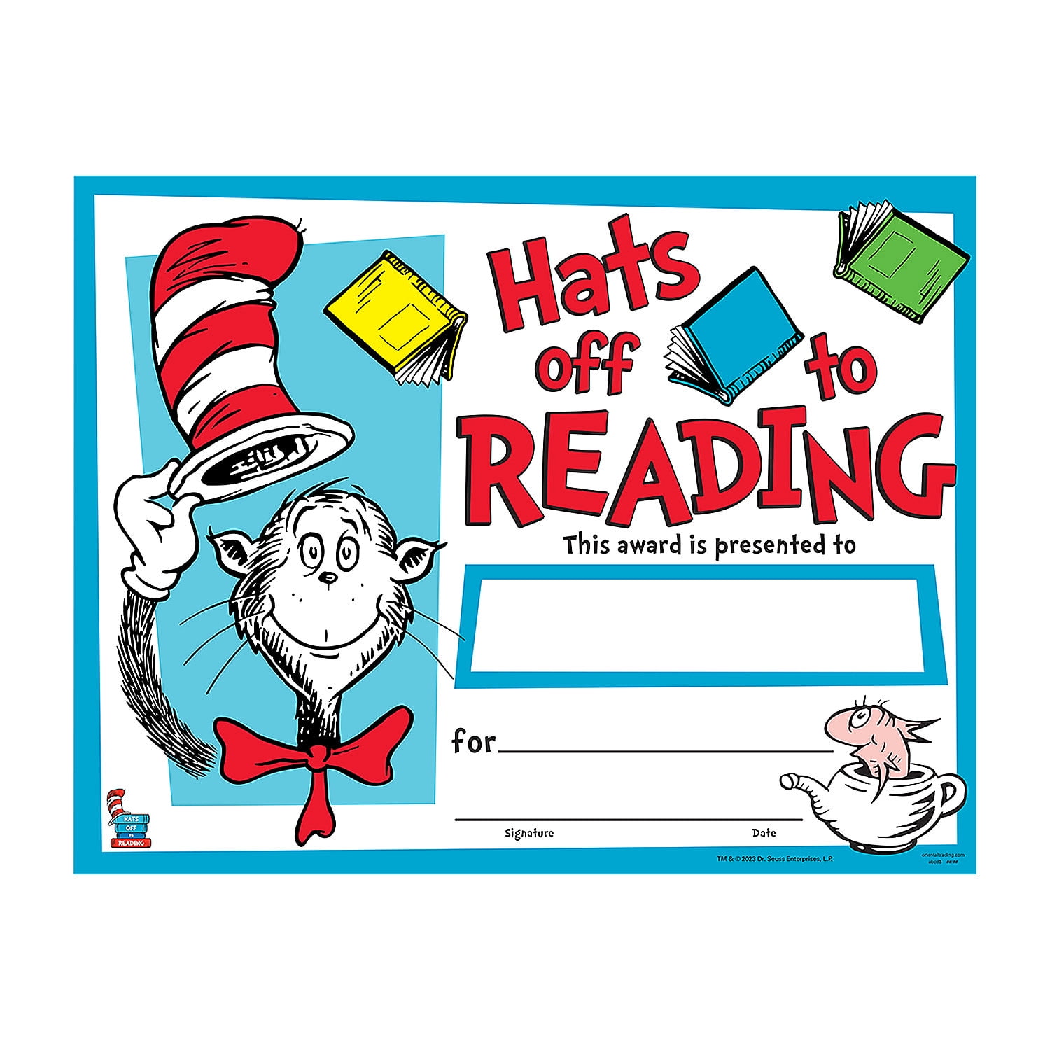 Dr. Seuss Hats Off to Reading Certificates - 25 Pc. - Walmart.com