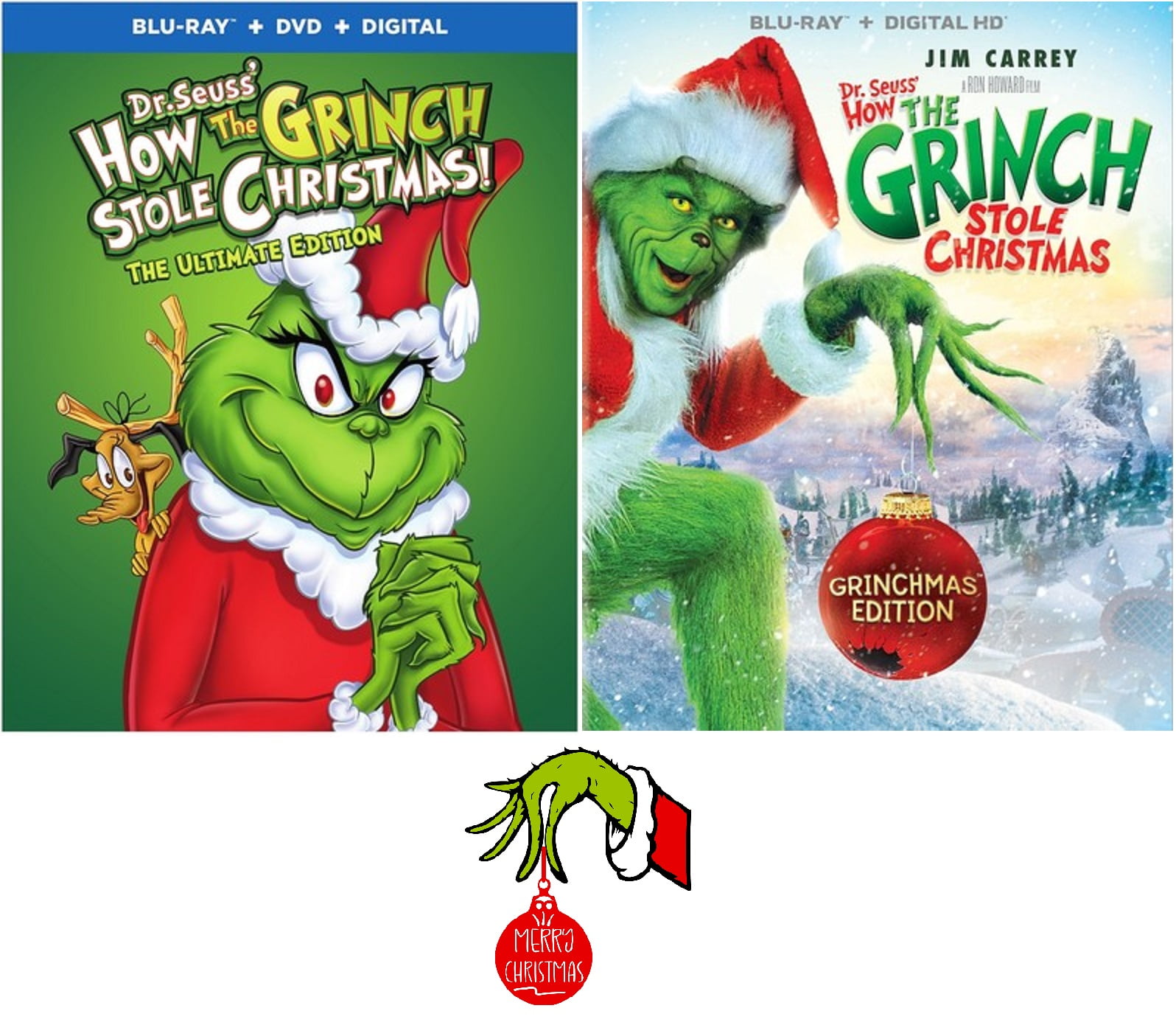 Dr Seuss How The Grinch Stole Christmas Blu Ray Double Feature Jim ...