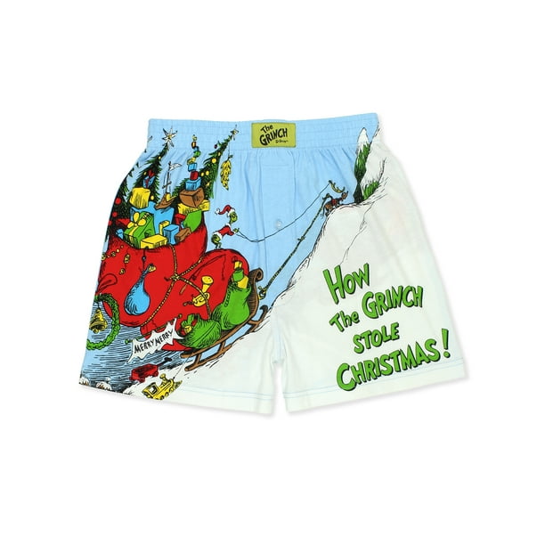 Dr. Seuss How The Grinch Stole Christmas Men's Button Fly Boxer Shorts ...