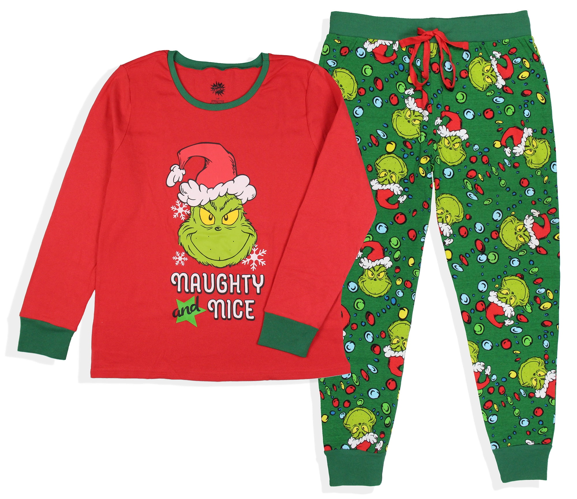 Dr. Seuss How the Grinch Stole Christmas Lights Sleep Pajama Set - Walmart.com