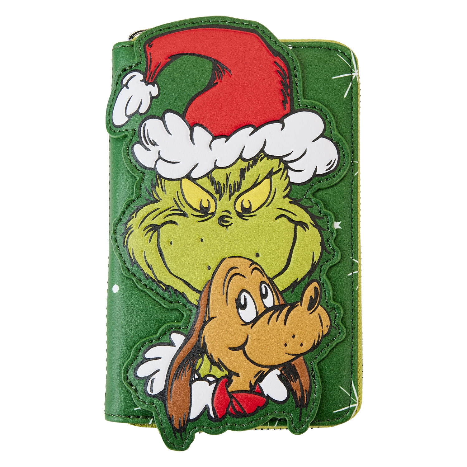 Loungefly Dr. Seuss' Santa Grinch & Max Zip-Around Wallet with Applique ...