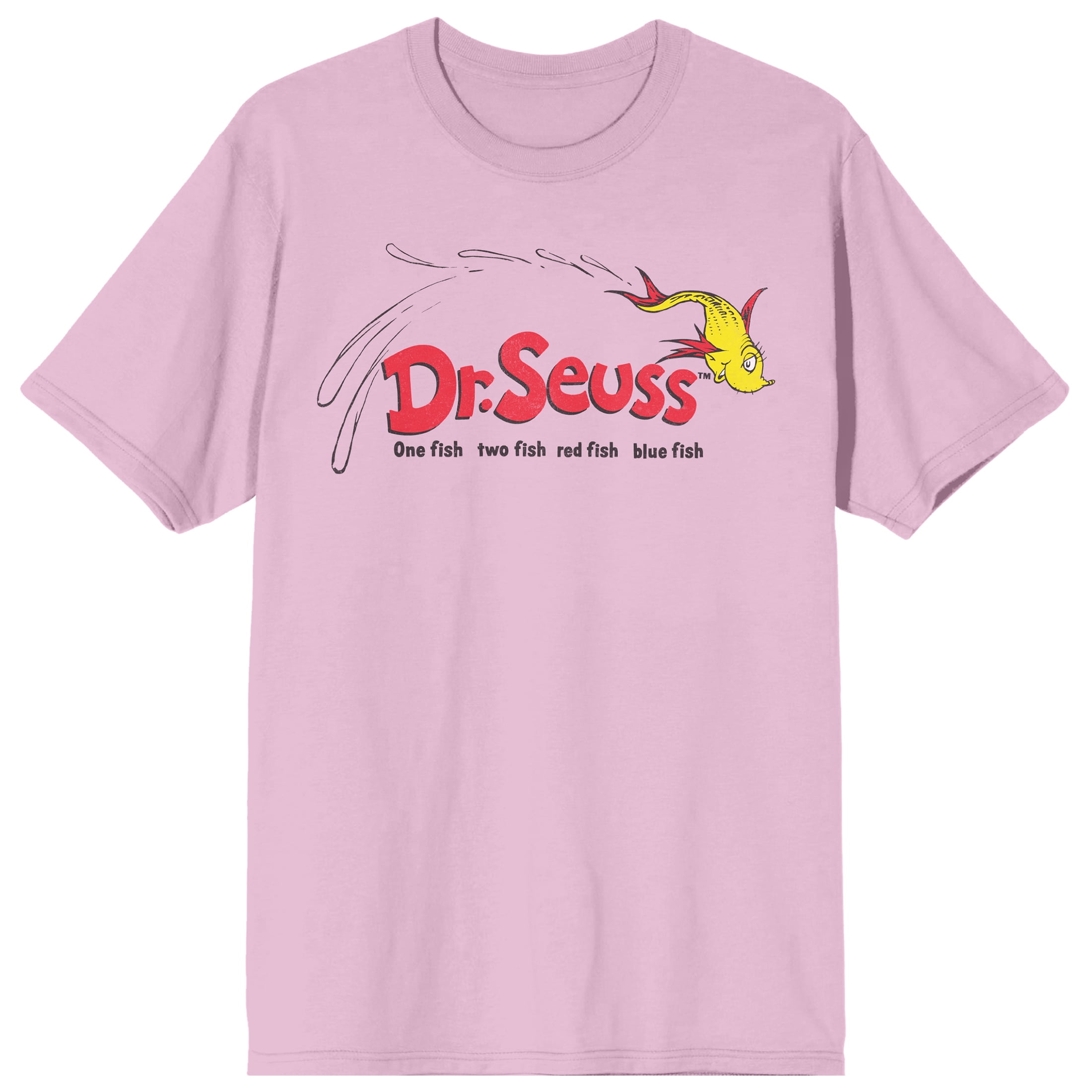 Dr. Seuss Jumping Fish Adult Cradle Pink Crew Neck Short Sleeve T-shirt ...