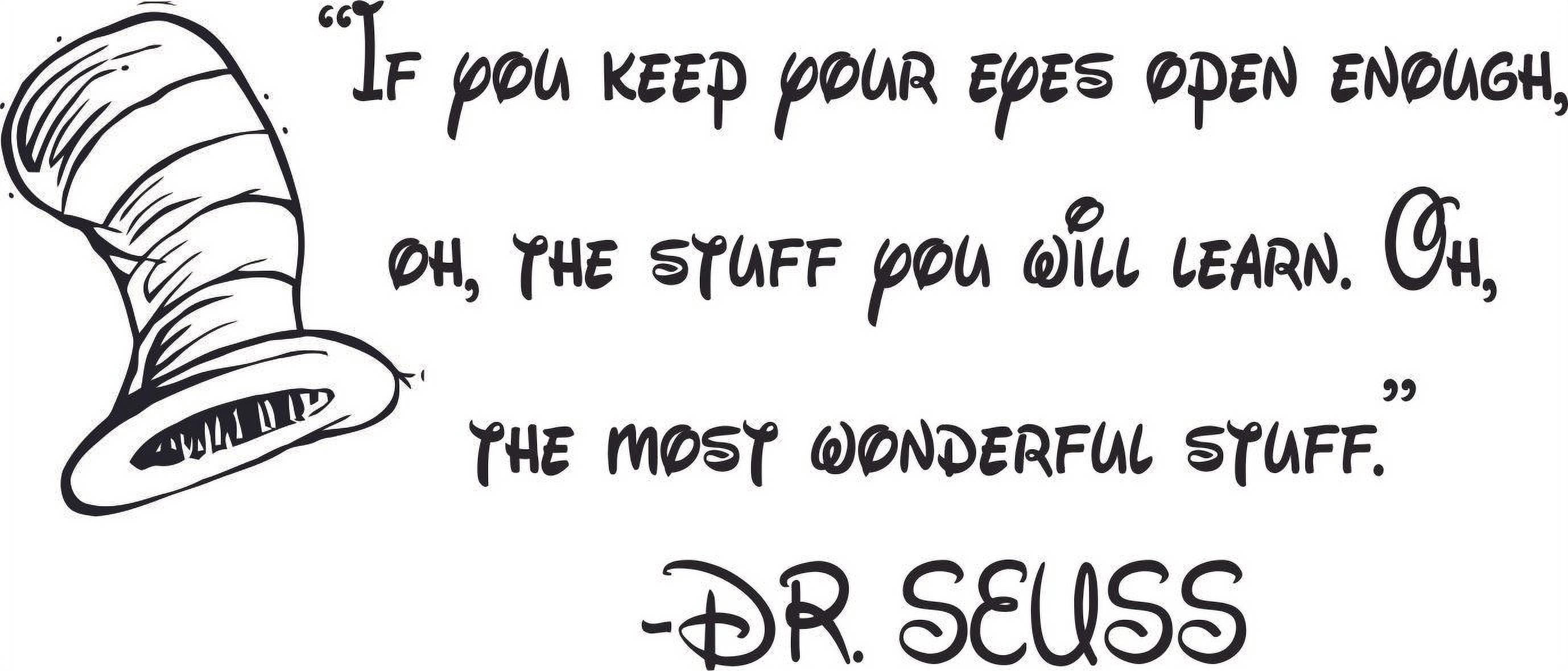 Dr Seuss Keep Your Eyes Open Cat in Hat Quote Cartoon Wall Sticker Art ...