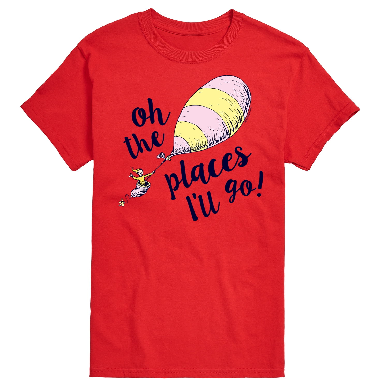 Dr. Seuss - Oh The Places I'll Go Balloon - Men's Short Sleeve Graphic ...