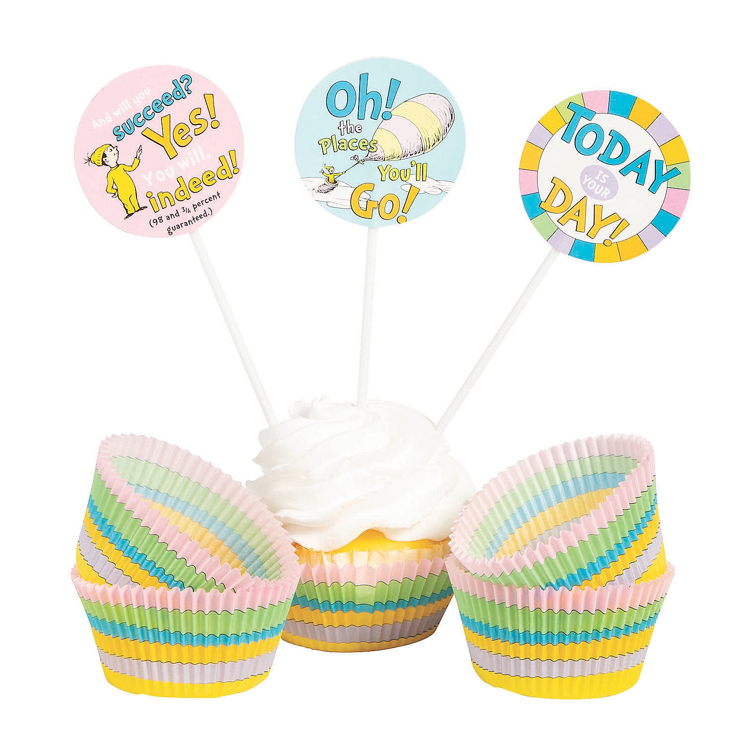 Dr. Seuss Oh, the Places Youll Go Cupcake Wrappers with Picks by BSM ...