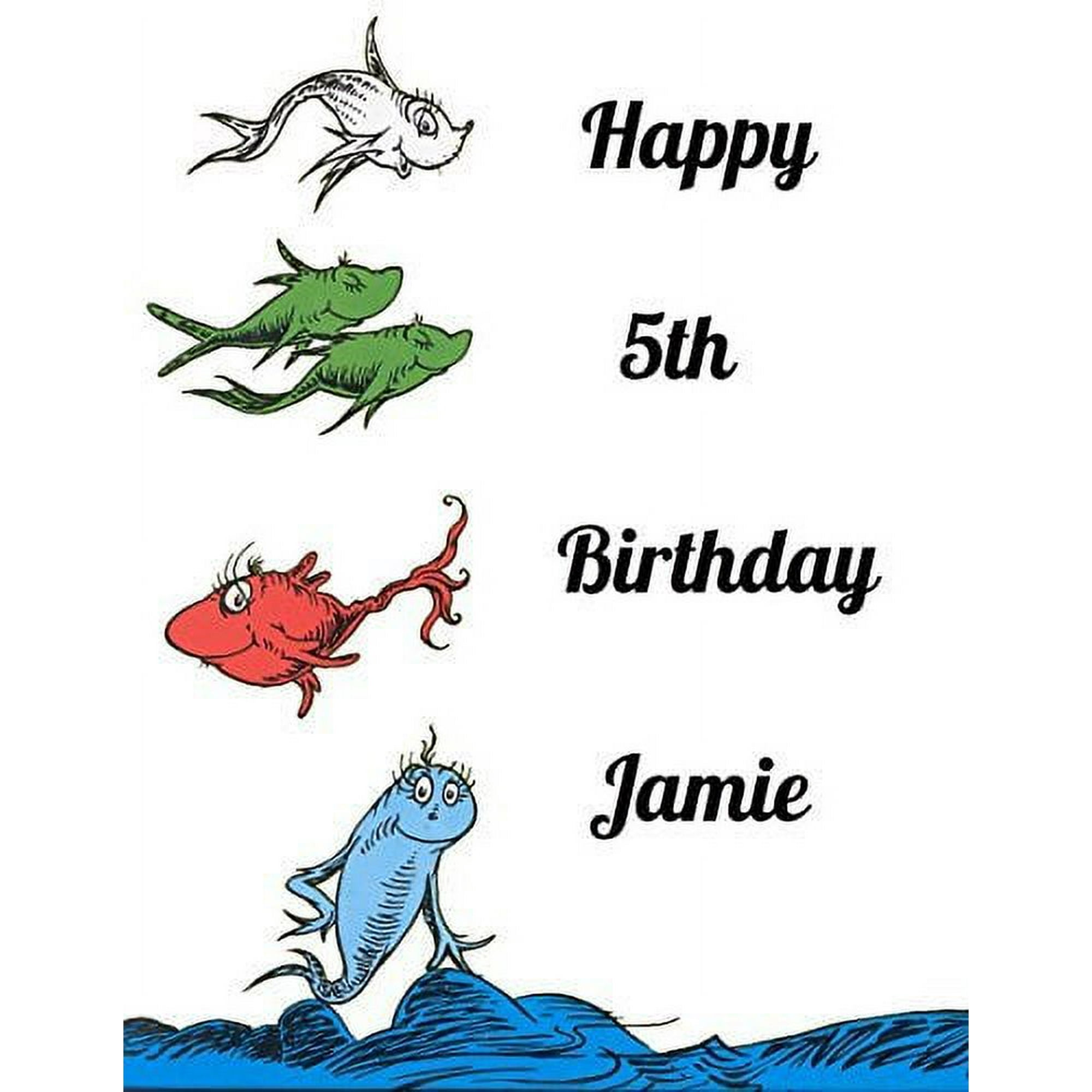 Dr Seuss One Fish Two Fish Red Fish Blue Fish Birthday Edible Image ...