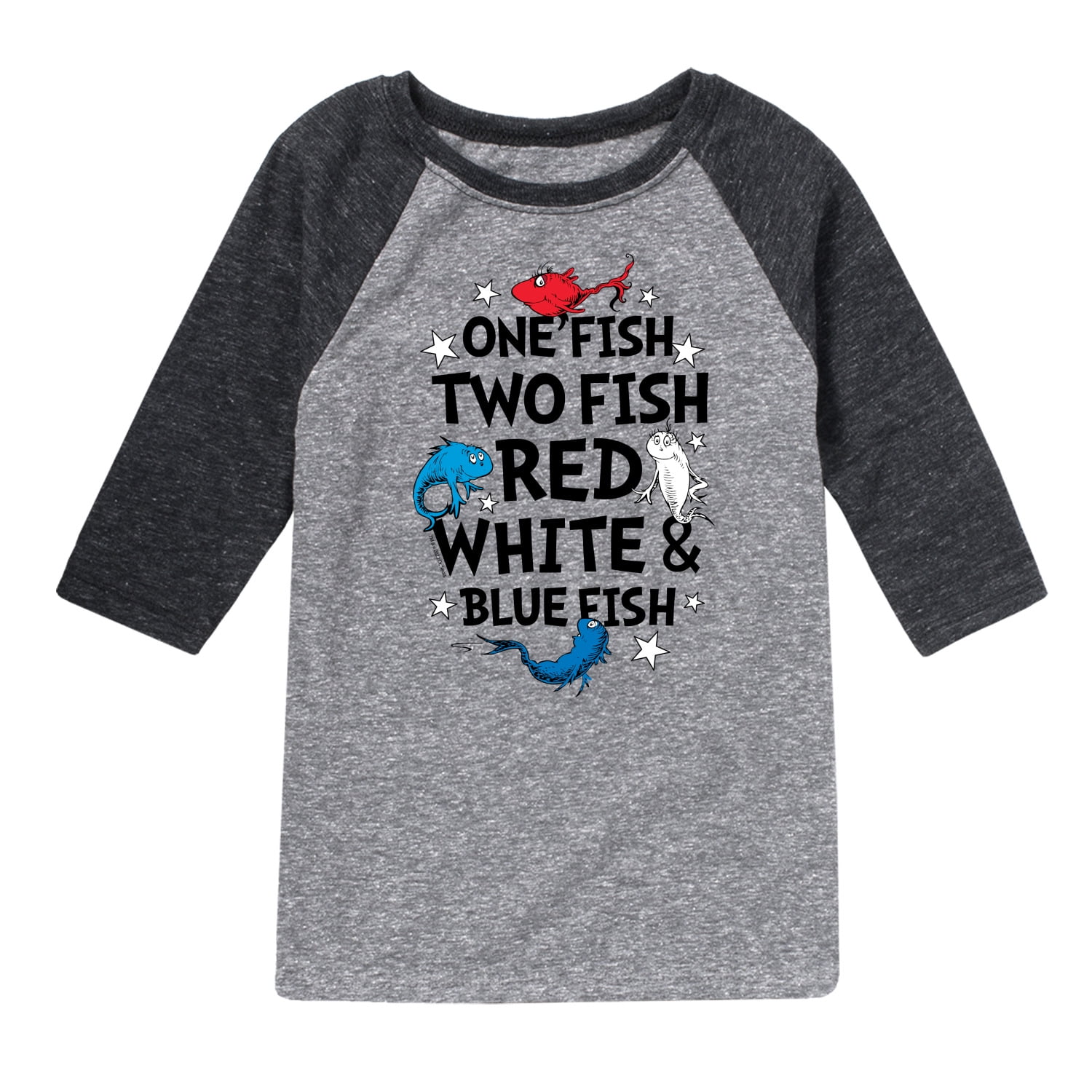 Dr. Seuss - Red, White and Blue Fish - Toddler And Youth Raglan Graphic ...