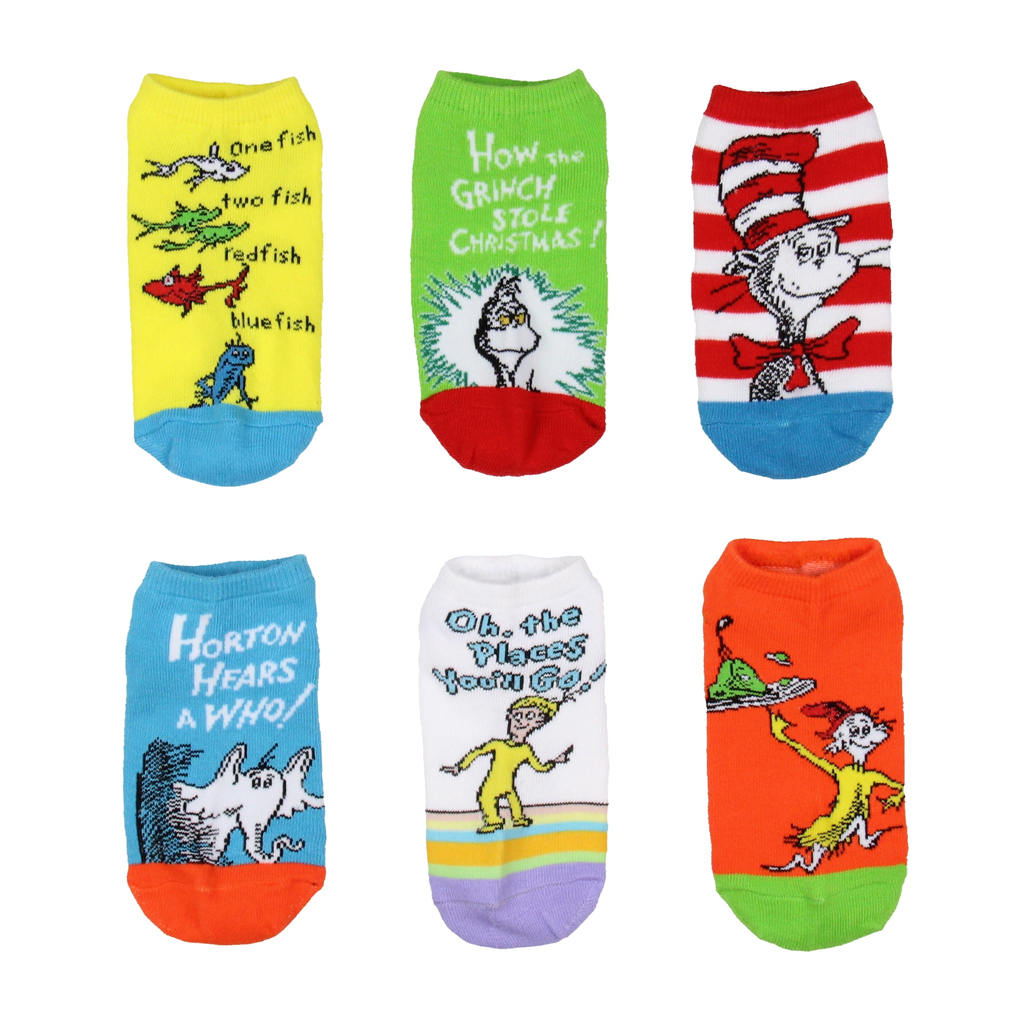Dr. Seuss Socks Kids Book Character Designs Mix n' Match Youth Low Cut ...