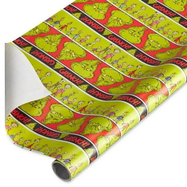 Dr. Seuss THE GRINCH Wrapping Paper - 60 sq ft Roll - Walmart Business ...