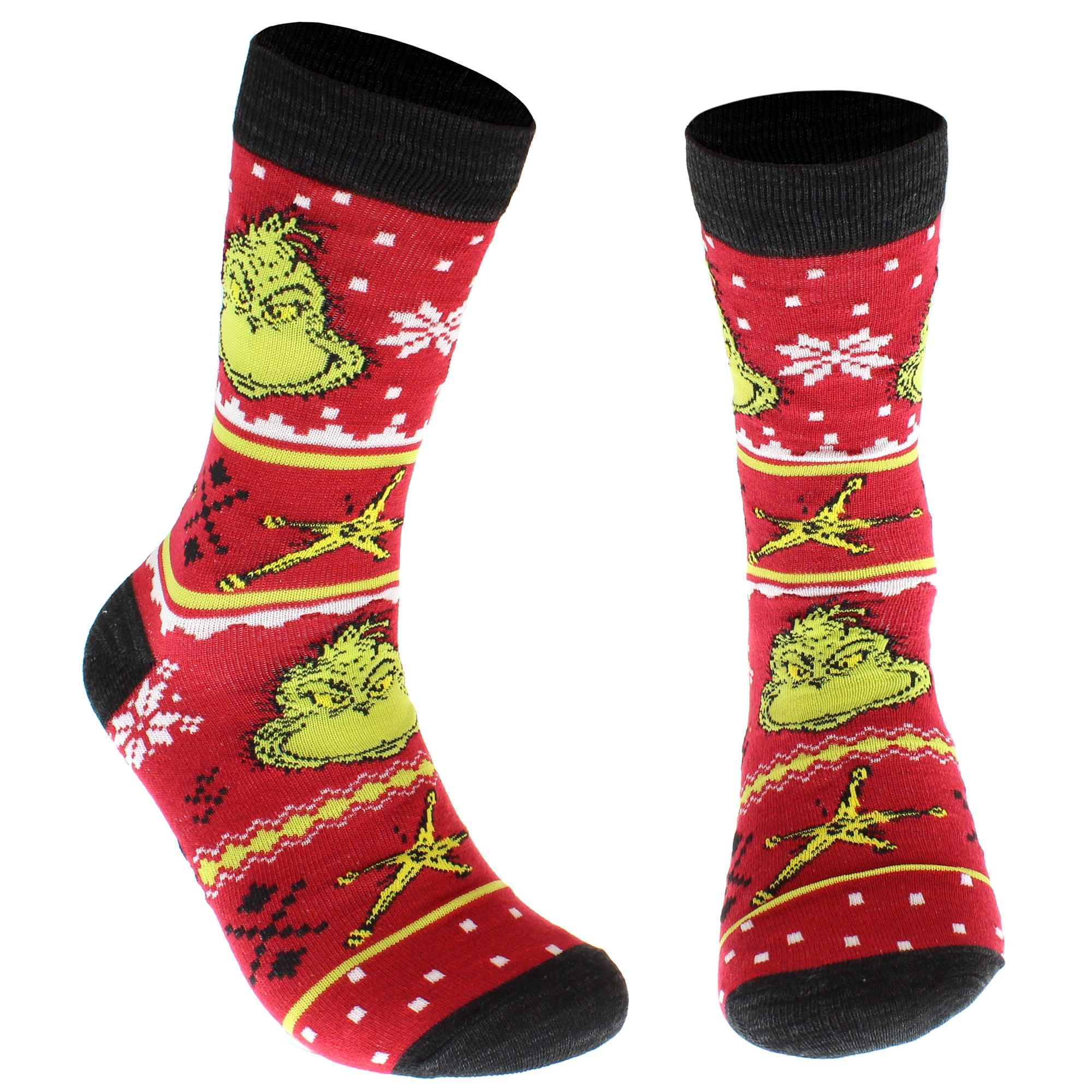 Dr Seuss The Grinch Adult Ugly Sweater Grinchmas Holiday Crew Socks 1 ...
