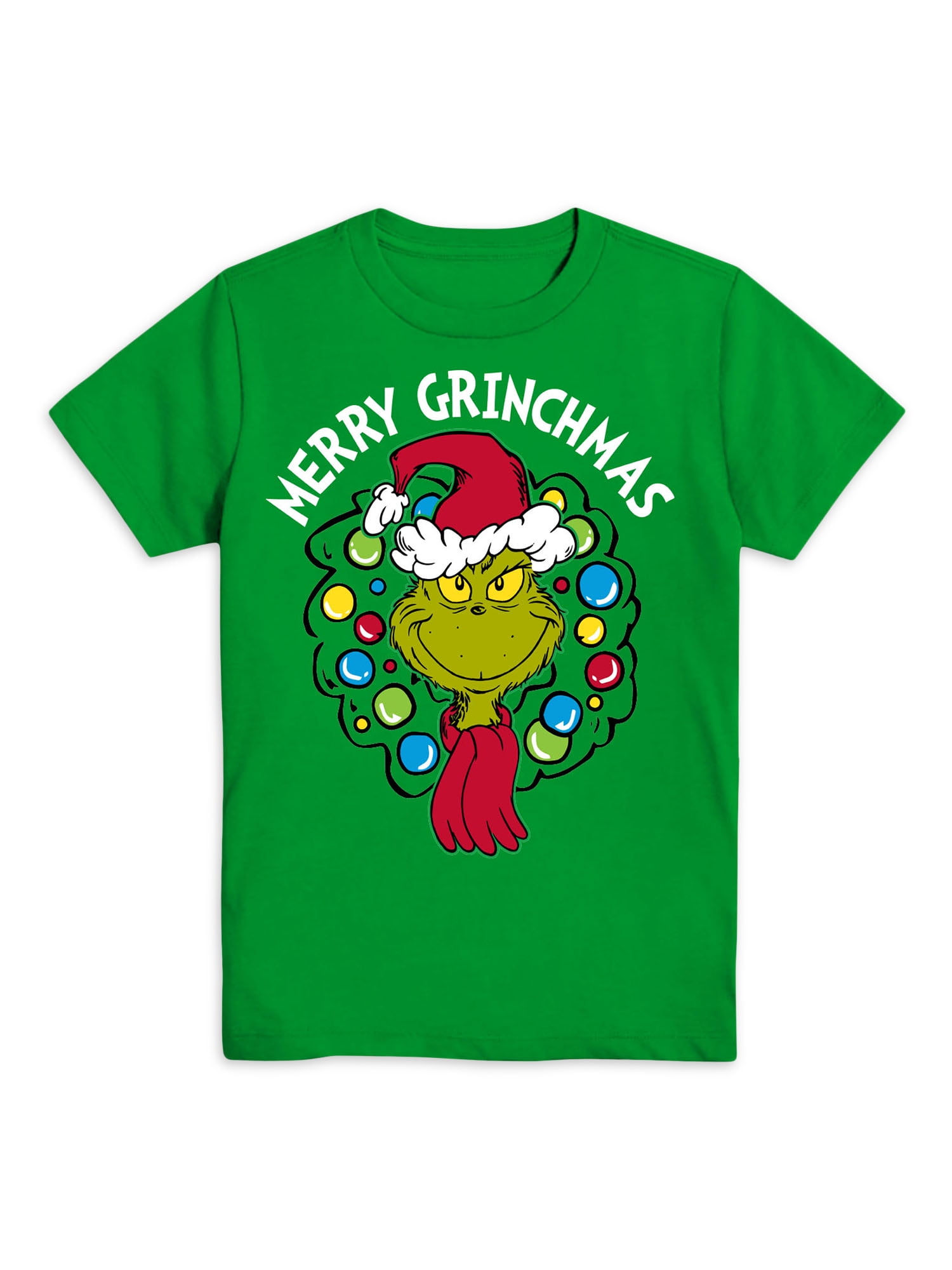Dr. Seuss' The Grinch Boys Holiday Graphic Crew Neck T-shirt, Soft ...