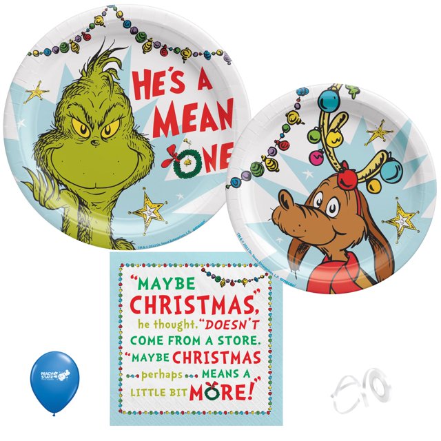 Dr. Seuss Grinch Themed Tableware Set | Christmas Party Decor | Plates ...