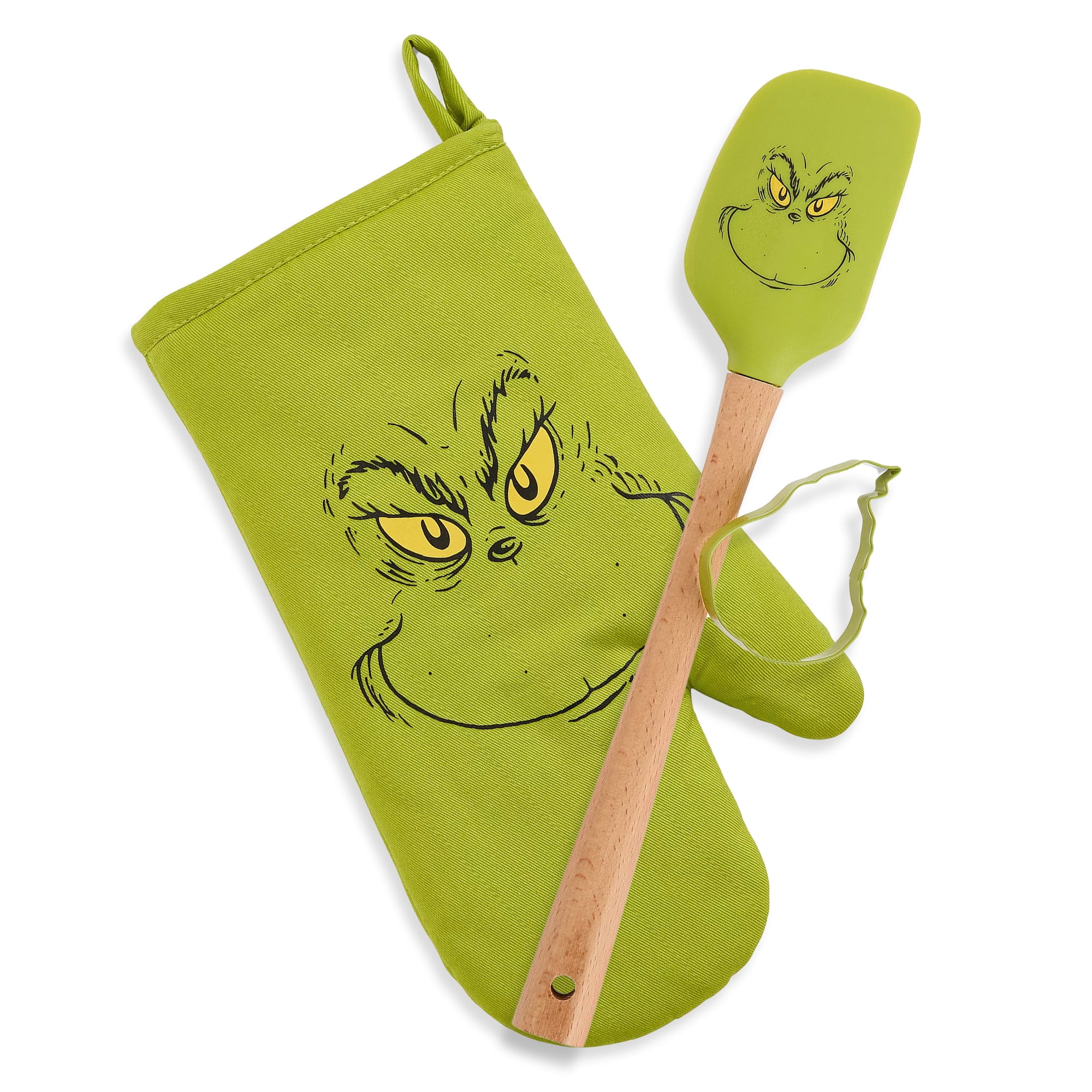 Dr. Seuss The Grinch Cookie Cutter Spatula and Oven Mitt Baking Set ...
