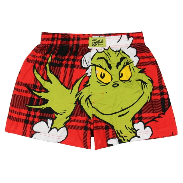 Dr. Seuss The Grinch Men's Don't Be A Grinch Plaid Boxers Underwear ...